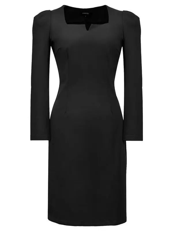 SMART AND JOY Puffy Sleeves Fitted Dress - Black