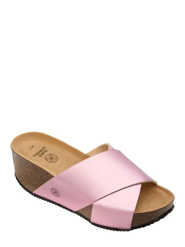 BEDROOM ATHLETICS Caballe -wedge Crossover Metallic Slider - Pink