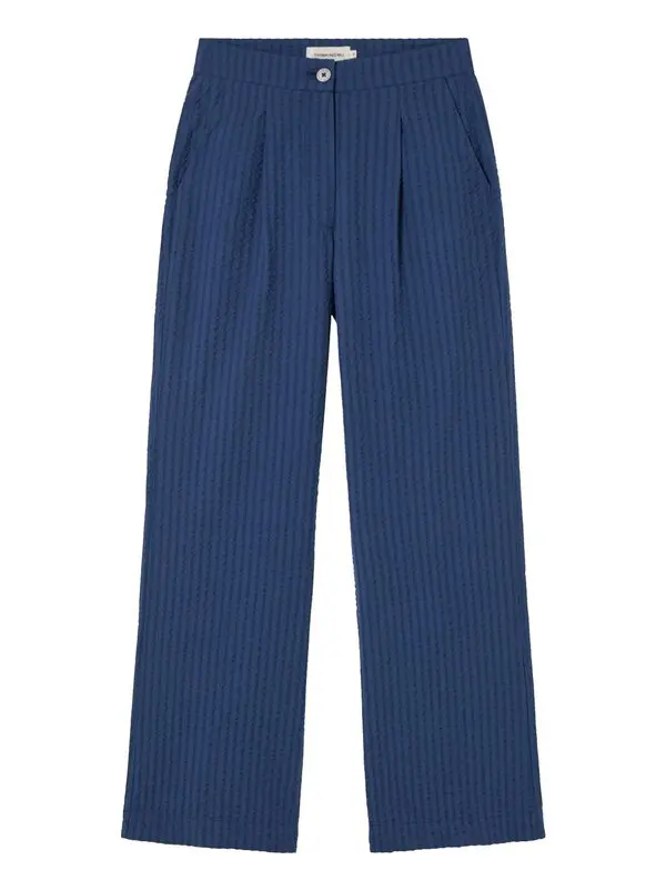 THINKING MU Manolita Seersucker Pants - Blue