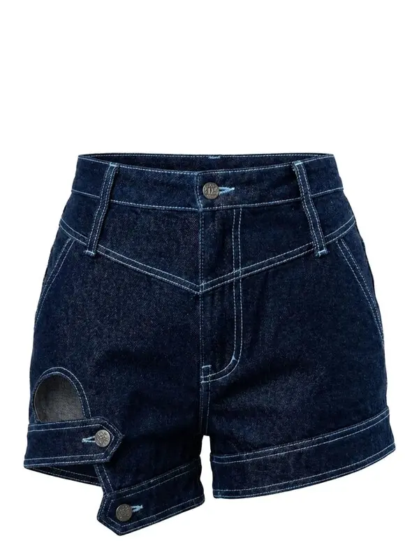 GAO REPUBLIC Shorts High-rise Side Cut-out Denim Indigo - Blue