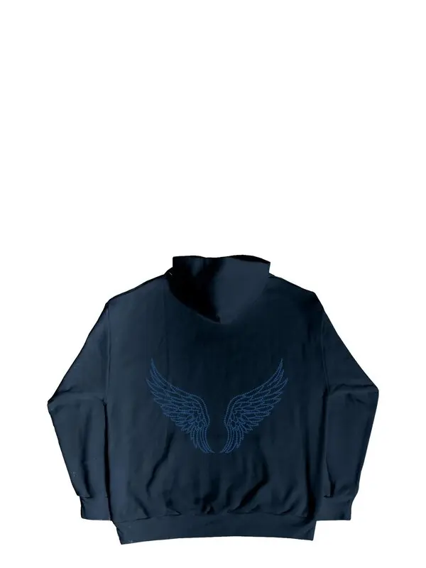 AURA & CO Angel Rhinestone Hoodie Navy - Blue