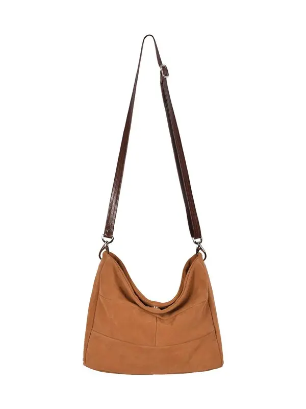 OWEN BARRY Suede Crossbody Bag Ginger Tan Marizion - Orange