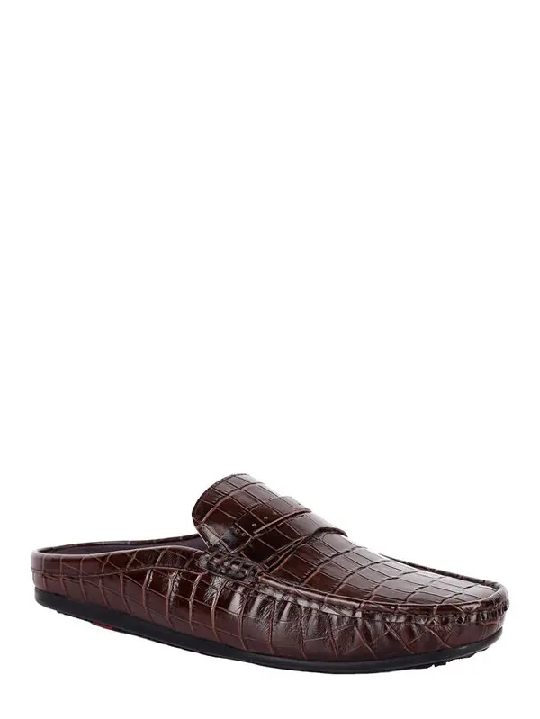 DAVID WEJ Alfred Croc Half Slippers - Brown