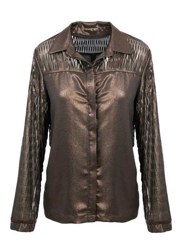 SILVIA SERBAN Neutrals ”jackpot” Lasercut Copper Shirt - Brown