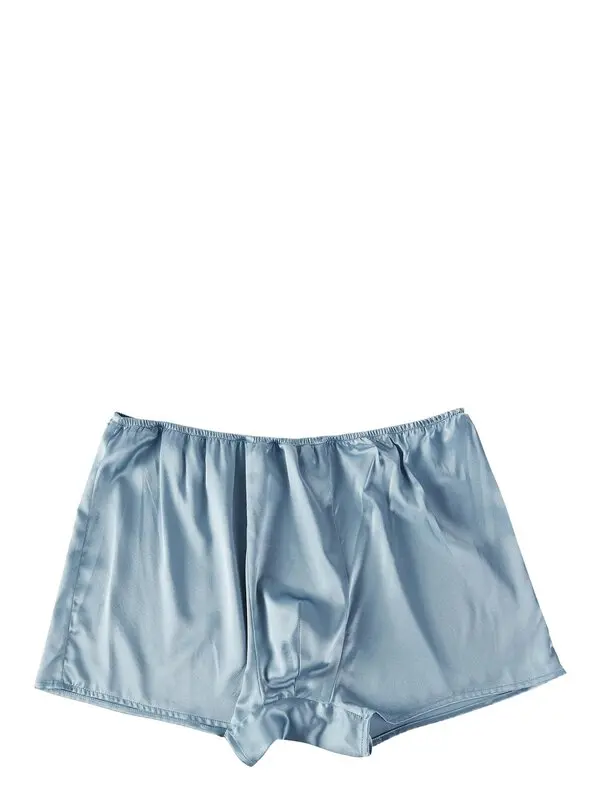 SOFT STROKES SILK Steel Blue Pure Mulberry Silk Trunks - Silver