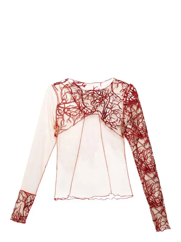 PALOMA LIRA Neutrals Veins Top - Brown/red