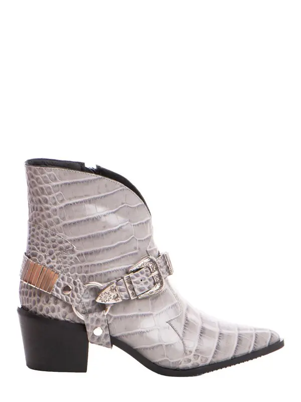 THE 5TH ELEMENT Bronx Western Boots – Croco Leather - Grey