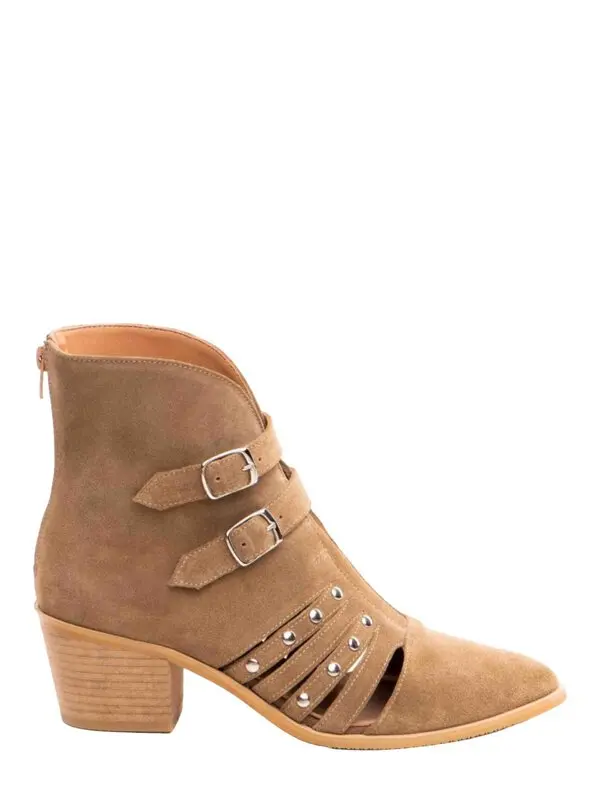 THE 5TH ELEMENT Neutrals Nova Western Ankle Boots In Taupe Suede - Black