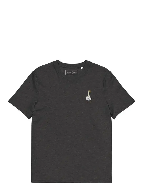 ANCHOR & CREW Heather Dapper Duck Actual Life Organic Cotton Embroidered T-shirt - Black