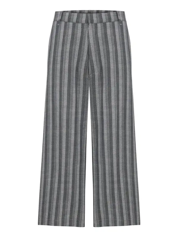 PCFG Linen & Cotton Blend Checked Woven Short - Grey