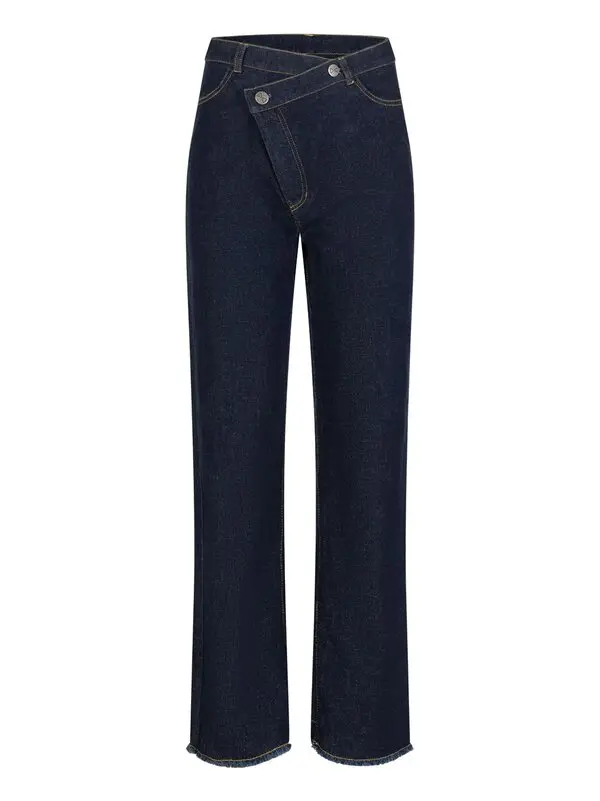 CLOTHES BY LOCKER ROOM Asymmetric Closure Wide-leg Jeans - Blue