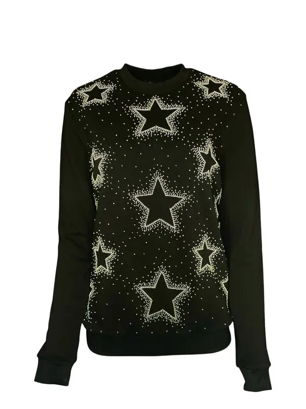 ANY OLD IRON Black / Silver Silver Beaded Starburst Black Sweatshirt - Black/silver