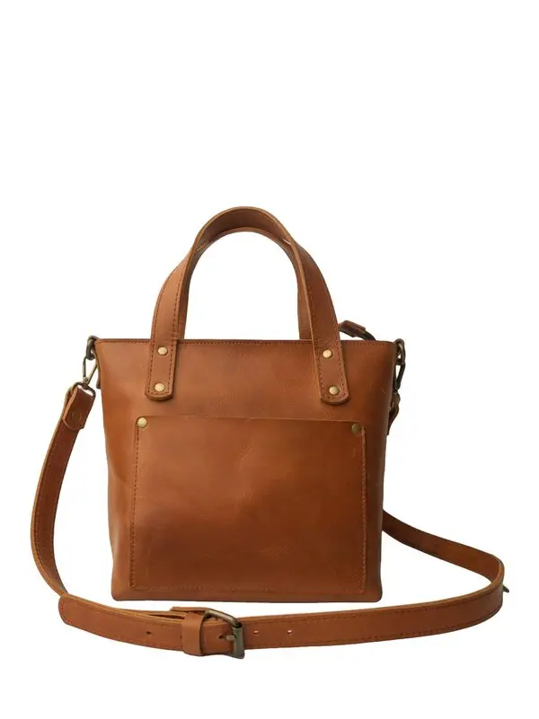 HIDES LEATHER CO. Handmade Mini Tote Hazelnut Crossbody Bag - Brown
