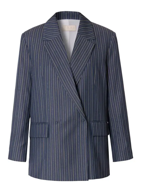AGGI BY HALEWSKI Martina Infinity Double Breasted Oversized Blazer - Blue