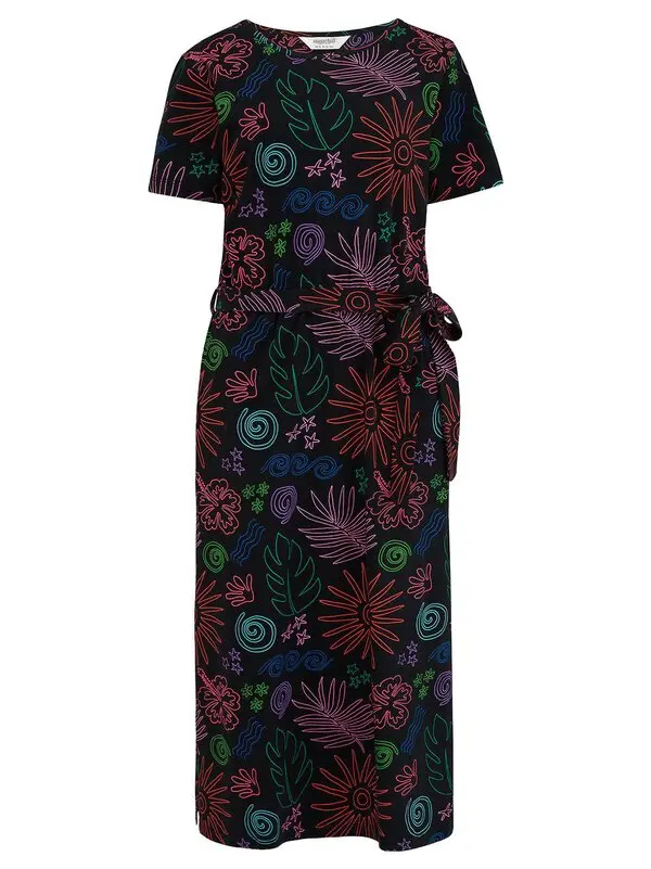 SUGARHILL BRIGHTON Flissy Jersey Midi Dress Island Fiesta - Black