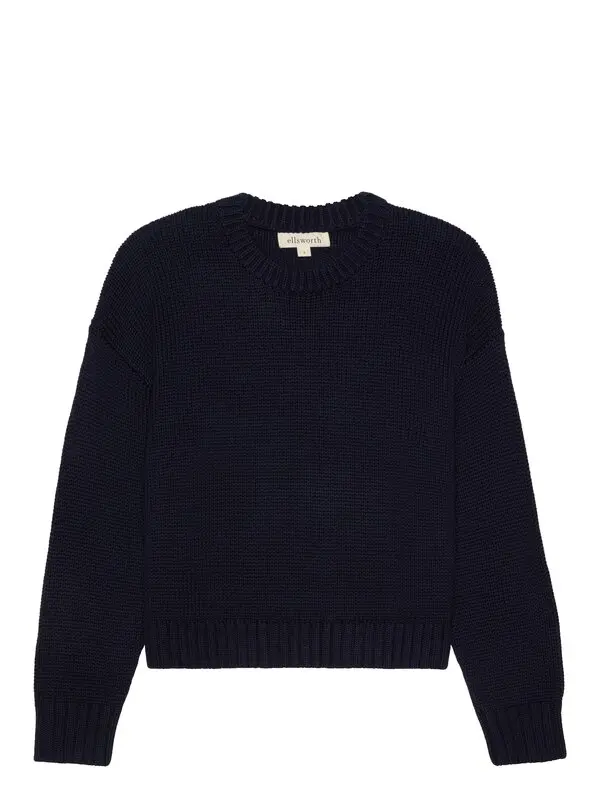 ELLSWORTH + IVEY Elena Crewneck Sweater Navy - Blue