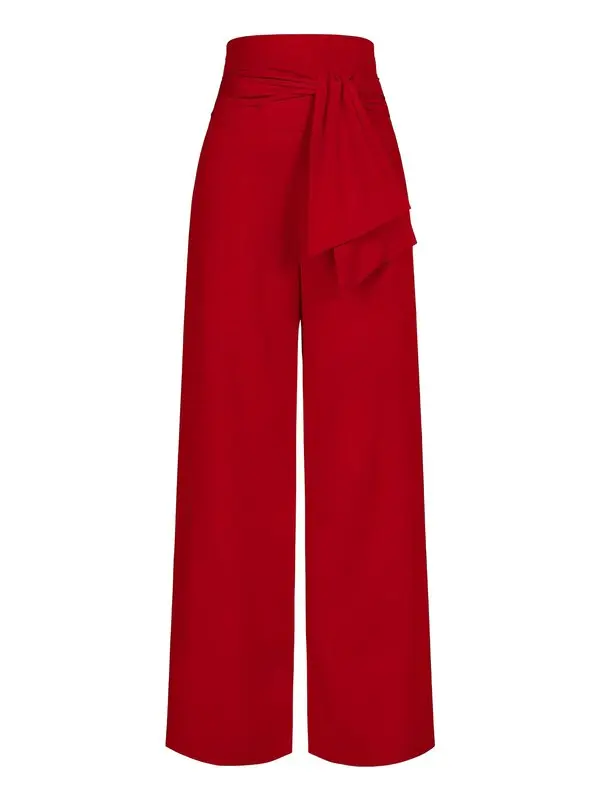 MARIANNA DÉRI Wide-leg Trousers With Tie Belt - Red