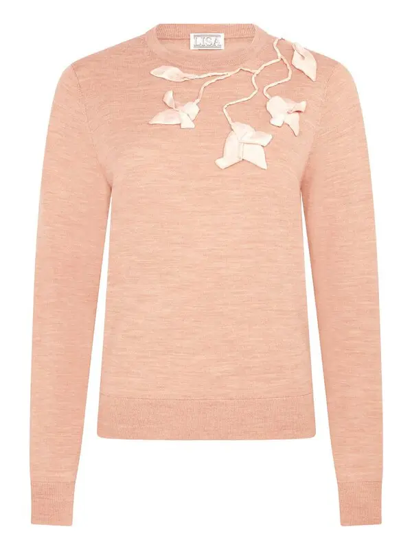 LISA THE LABEL Out There Magnolia Appliqué Sweater - Pink