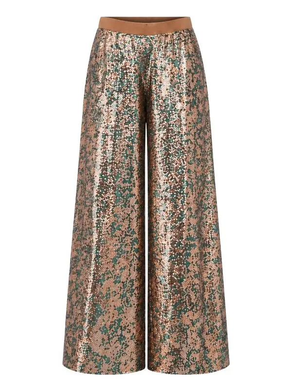 LUMINA ELIGMA Ember Flare Sequin Pants Emerald - Green