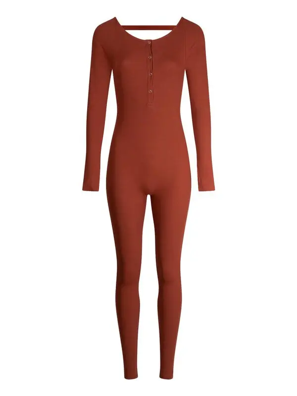 THE KOOZY Palma Long Sleeve One-piece In Red Soil - Brown