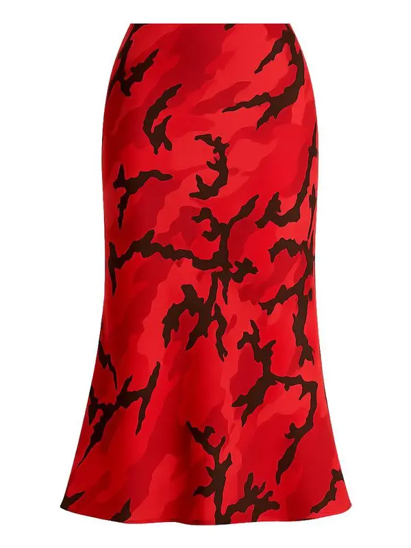TANTRA SPAIN SL Printed Midi Skirt With Silk, Flounce, And Elastic Waistband - Red