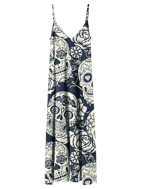 ALOHA FROM DEER Skull Flower Maxi Dress - Blue