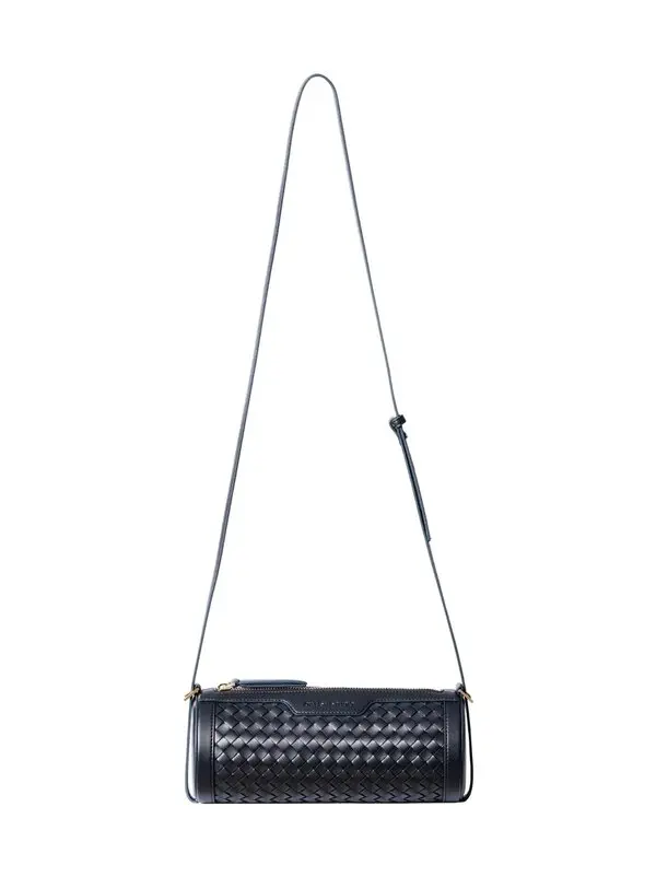 OWLISH STUDIO Reef Woven Vegan Leather Cylinder Bag - Blue