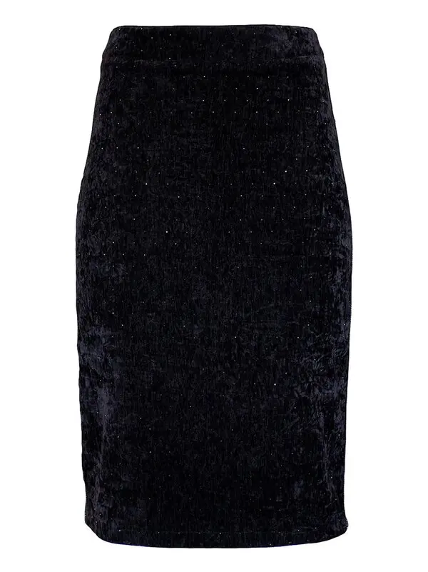 LALIPOP DESIGN Velvet Pencil Skirt With Subtle Shimmer - Black