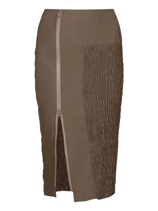 GUNDA HAFNER LTD Neutrals Cotton Ruched Fitted Pencil Skirt - Beige