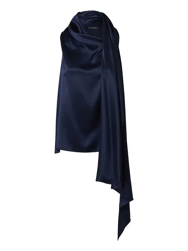 THE SUMMER EDIT Celine Scarf Top Navy - Blue