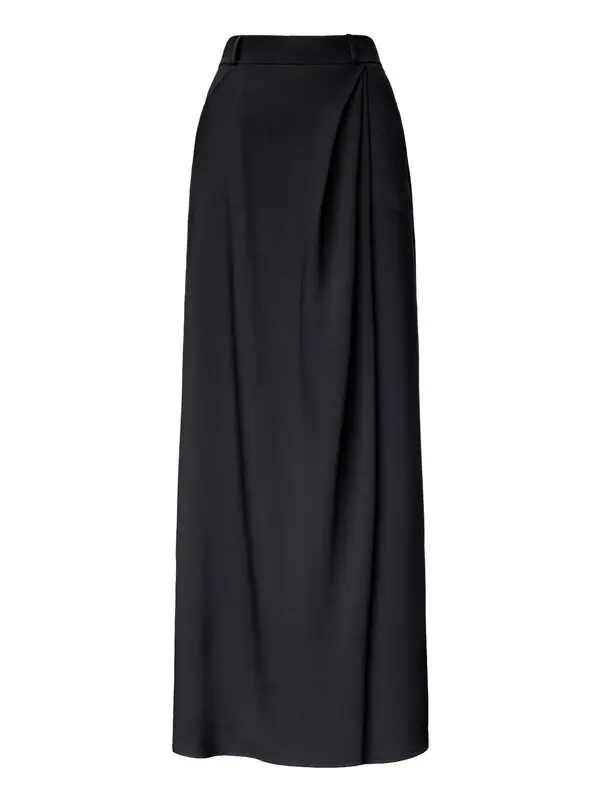 JANA COSHÈ Wide Leg Cotton Trousers With Elegant Skirt Effect - Black