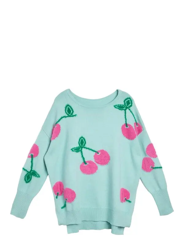 Saachi Whimsical Heart Mint Sweater - Green