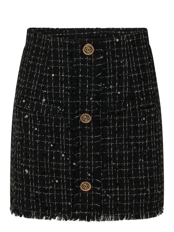 GOD SAVE QUEENS Asap Tweed Skirt - Black