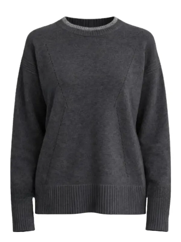 NUVV COLLECTION Wool And Cashmere Blend Round Necked Knit Sweater – Soft Neutral Tone - Grey