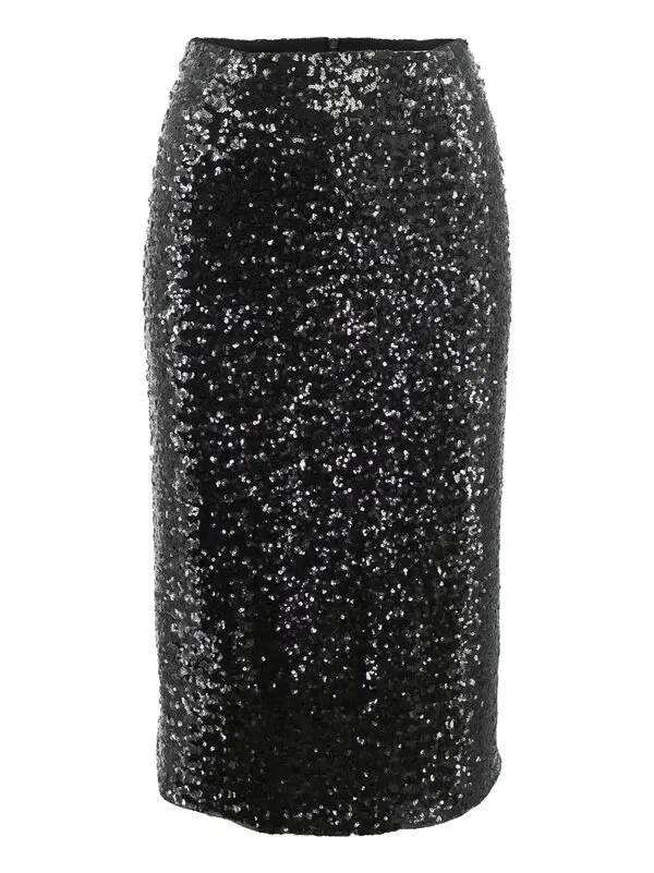 NORIA ANIS Glitz Sequined Midi Pencil Skirt - Black