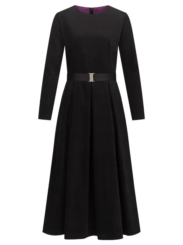 MARIANNA DÉRI Corduroy Belted Dress - Black