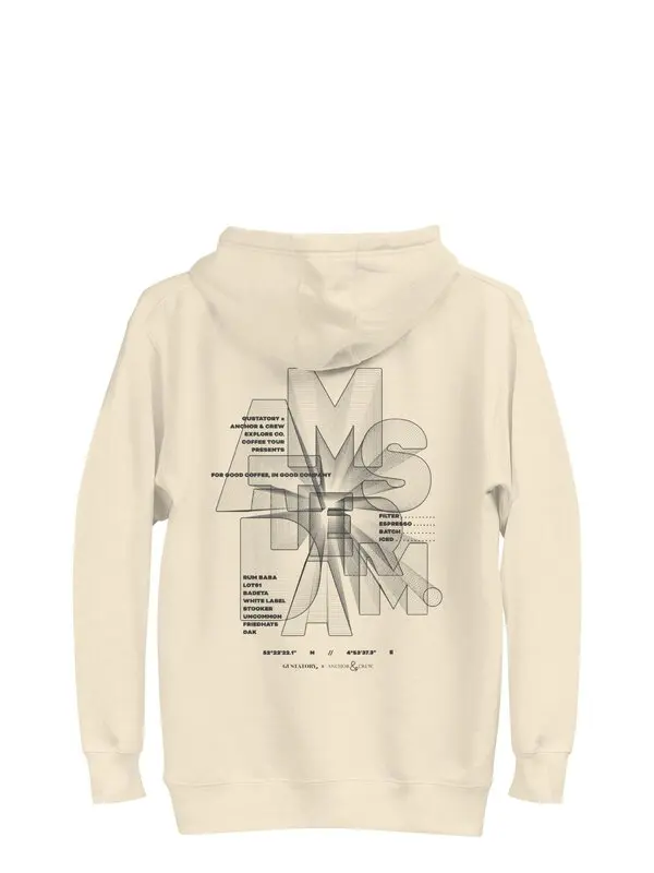 ANCHOR & CREW Neutrals Natural Gustatory Amsterdam Coffee Scene Cotton Blend Embroidered Hoodie - Brown