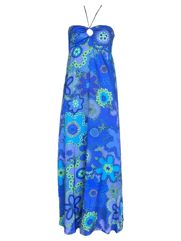 INTROVERTIE VIENNA Forgot About You Bandeau Maxi Dress Bloom Azure - Blue