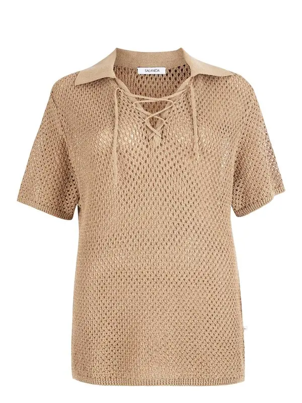 SALANIDA Coco Polo Lace Shirt Sand - Brown