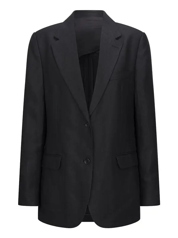 TRIONA Neasa Irish Linen Oversized Blazer - Black