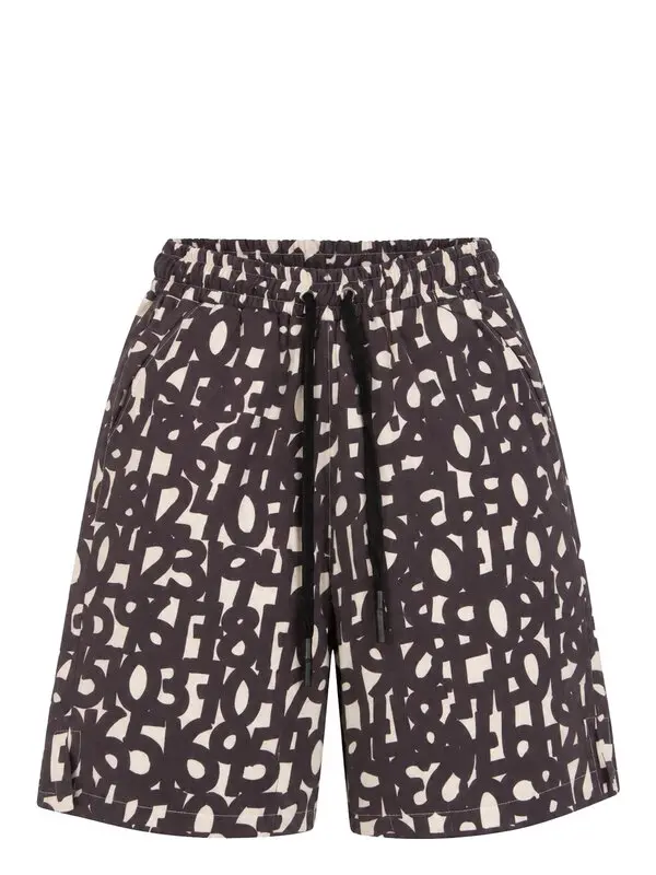 MYSIMPLICATED Numbers Design Recycled Fabric Bermuda Shorts - Brown