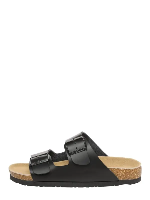 EVERAU AUSTRALIA Duck Leather Twin Buckle Sandals - Black