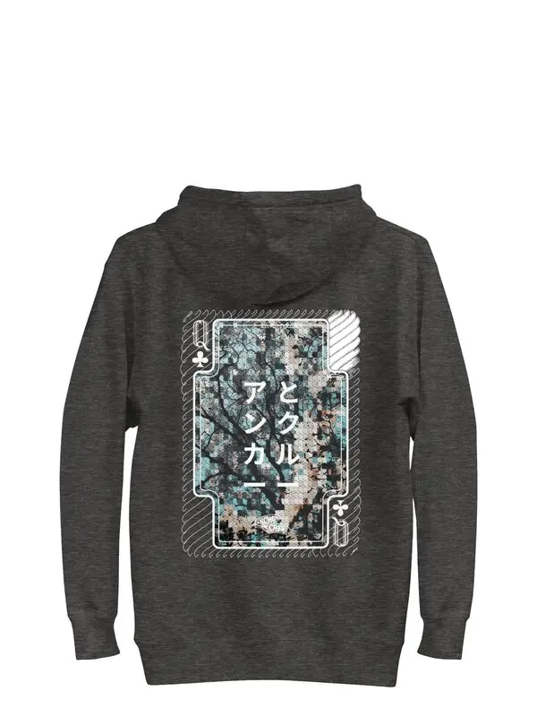 ANCHOR & CREW Heather Three Japan Gurafiku Cotton Blend Hoodie - Black