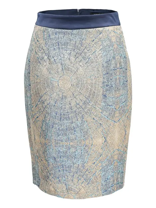 SMART AND JOY Bi-material Brocade Short Skirt - Blue