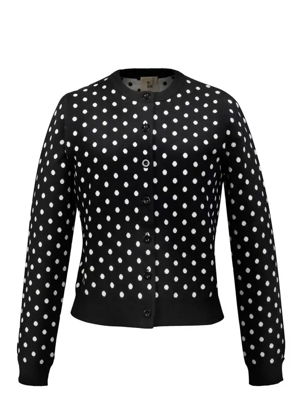 SMART AND JOY Polka Dots Knitted Cardigan - Black
