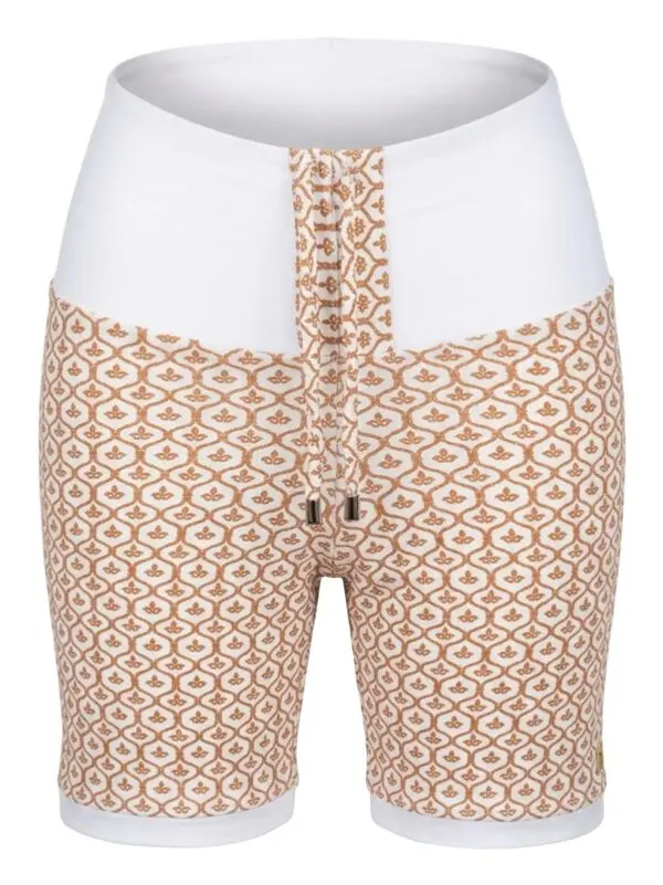 BEFITNESSLOU White / Brown Shorts Bridgitte Fleur De Lis - White/brown