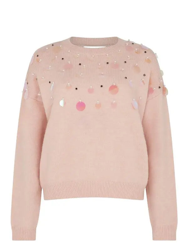 SOUR FIGS Neutrals / Iridescent Sequin-embellished Jumper In Tropical Peach - Pink