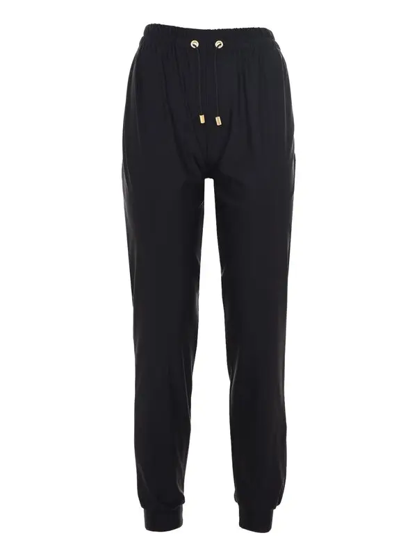 ANTONINIAS Elegant Sweat Pants With Golden Details - Black