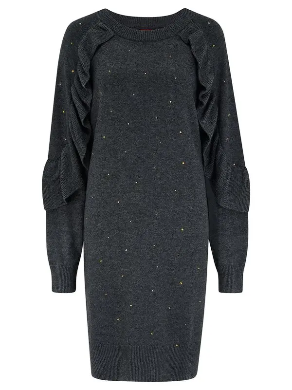 MAISON WANDA Dropped Ruffle Dress - Grey