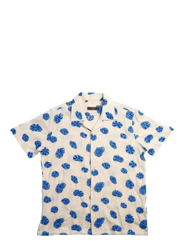 EIGHT X Sora Artisan Short Sleeve Button Up Shirt - Blue
